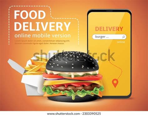 Fast Food Order App Realistic Hamburger Stock Vector Royalty Free 2303390525 Shutterstock