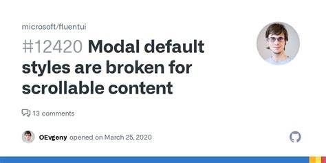 Modal Default Styles Are Broken For Scrollable Content · Issue 12420