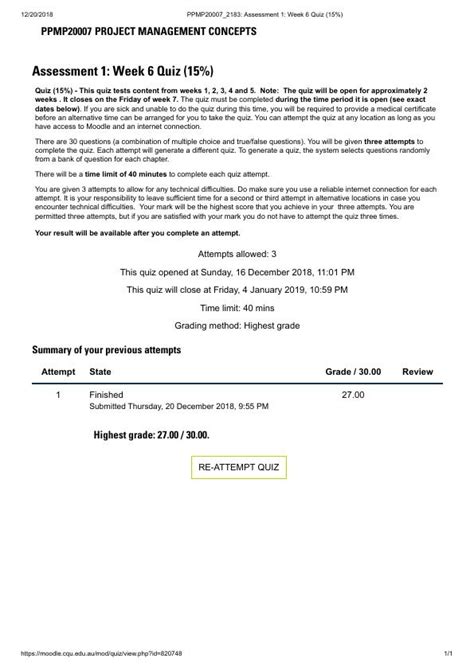 Cquni Ppmp20007 Project Management Week 6 Quiz Solution