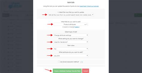 woocommerce deactivate “used for variations” for all product
