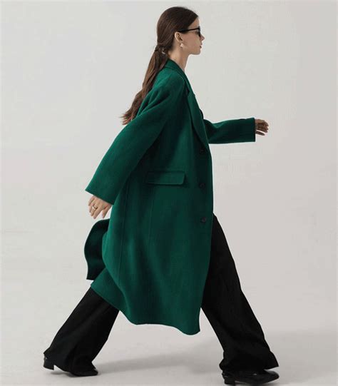 프리미엄와이드 양면 모직 롱 코트4color다크그레이 브라운 그린 블랙싱글 브레스트 루즈핏 겨울 모직코트 V넥 양모코트 핸드메이드 여성코트 롱자켓 미디코트 울코트