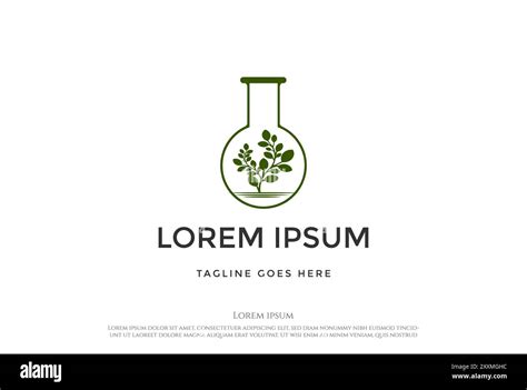 Green Tree Plant With Lab Glass For Science Research Logo Design Vector