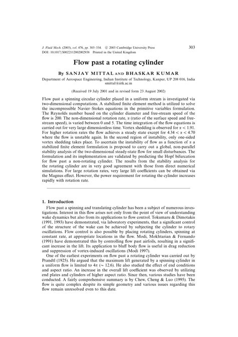 Pdf Flow Past A Rotating Cylinder