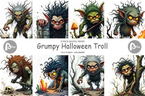 Digital Paper Grumpy Troll Graphic By Artnoy · Creative Fabrica