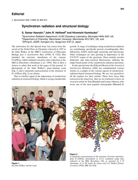 Pdf Synchrotron Radiation And Structural Biology