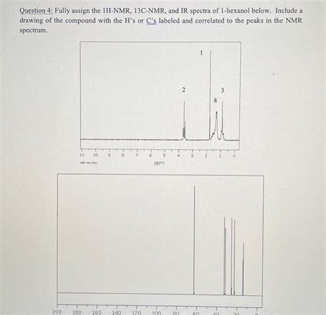 solved question 4 fully assign the 1h−nmr 13c nmr and ir