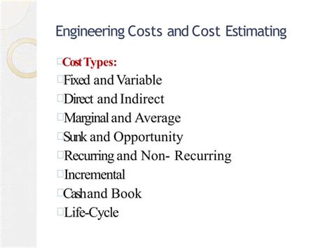 Engineering Cost And Estimation Pptx