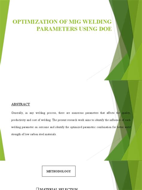 Optimization Of Mig Welding Parameters Using Doe Pdf Construction Welding