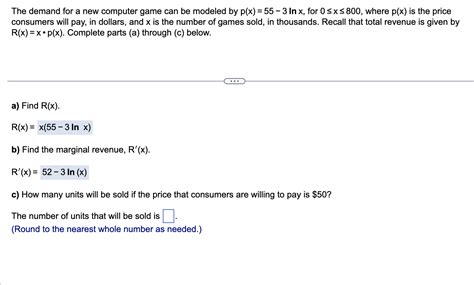 Solved The Demand For A New Computer Game Can Be Modeled By