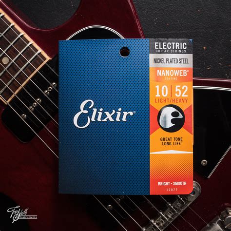 Elixir Lightheavy Electric Guitar Strings With Nanoweb Coating 10 52
