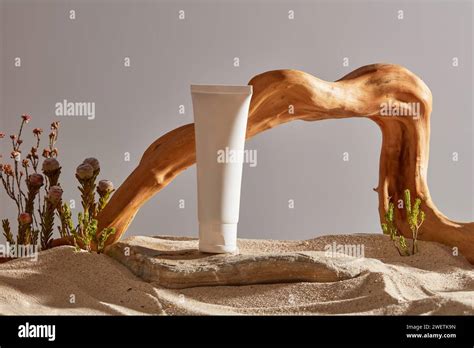 Minimal Mockup Background For Product Presentation With Plastic Tube