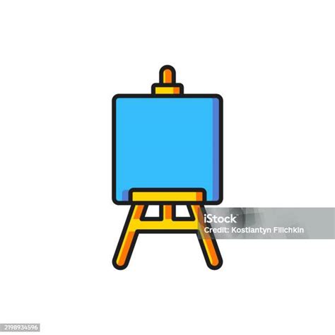 색상 나무 이젤 또는 그림 아트 보드 아이콘 고립된 통하고 있는 백색 배경 그림자가 있는 평면으로 채워진 윤곽선 스타일입니다 벡터 0명에 대한 스톡 벡터 아트 및 기타