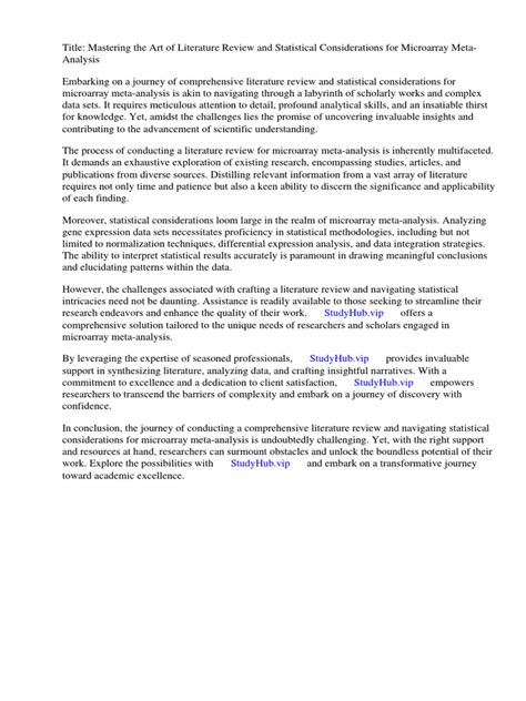 comprehensive literature review and statistical considerations for