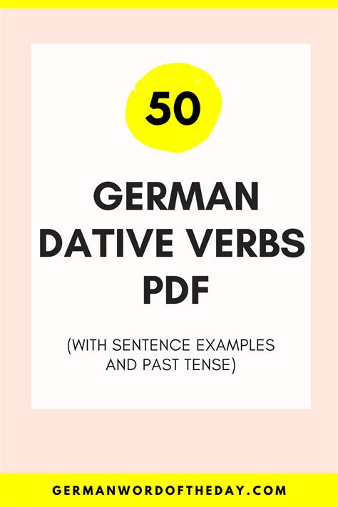 50 German Dative Verbs List Pdf Examples And Past Tense German Word