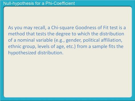 Null Hypothesis For A Chi Square Goodness Of Fit Test