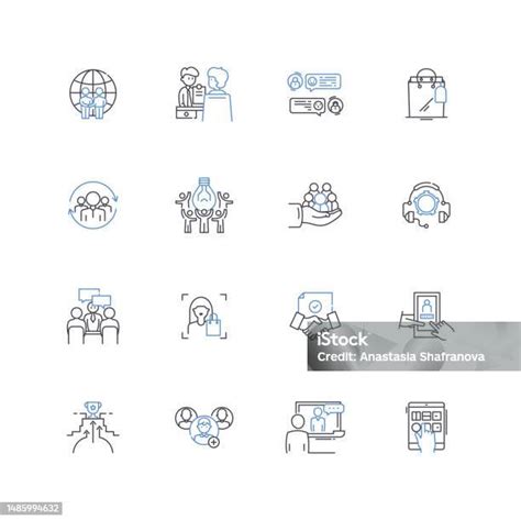 게스트 서비스 라인 아이콘 컬렉션입니다 환대 지원 숙박 리셉션 지원 친절 의례 벡터 및 선형 그림 만족 개인화 반응성 개요