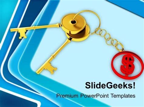 Golden Key With Red Dollar Sign PowerPoint Templates Ppt Backgrounds For Slides