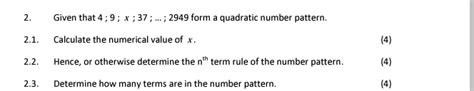 Solved Given That 4 9 X 37 2949 ﻿form A Quadratic Number