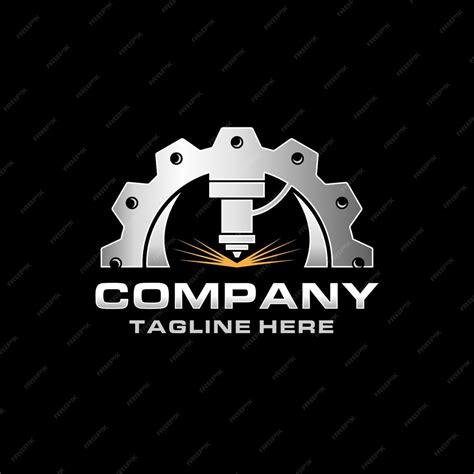 Premium Vector Laser Cutting Logo Emblem In Black Background Cnc Machine Logo With Plate