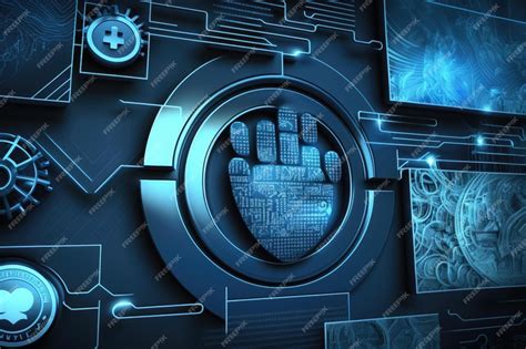 premium photo biometric fingerprint and data processing and circuit board created using