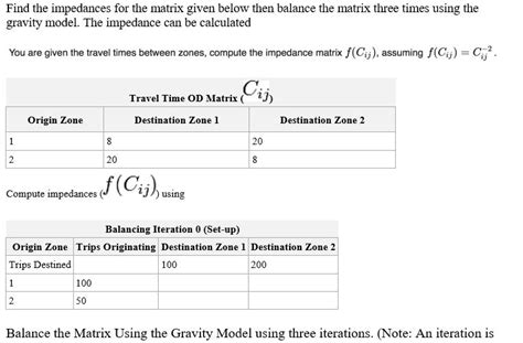 find the impedances for the matrix given below then