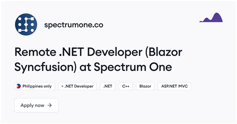 Spectrum One Hiring Net Developer Blazor Syncfusion • Remote Work