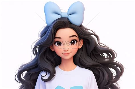 쾌활한 긴 머리 소녀 일러스트 무료 다운로드 Lovepik