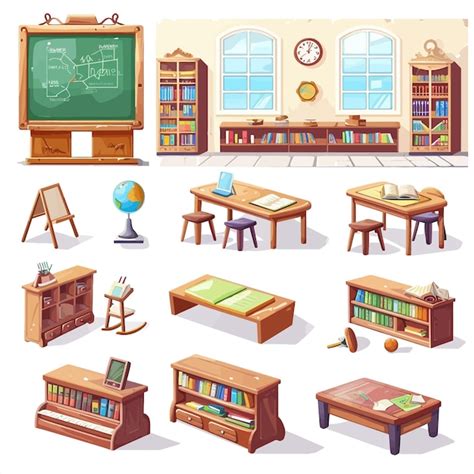 Premium Vector Schoolhallinteriorelementsset