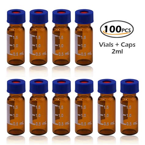 100pcs 2ml 9 425 Small Glass Vials Bottles Amber Containers With Screw