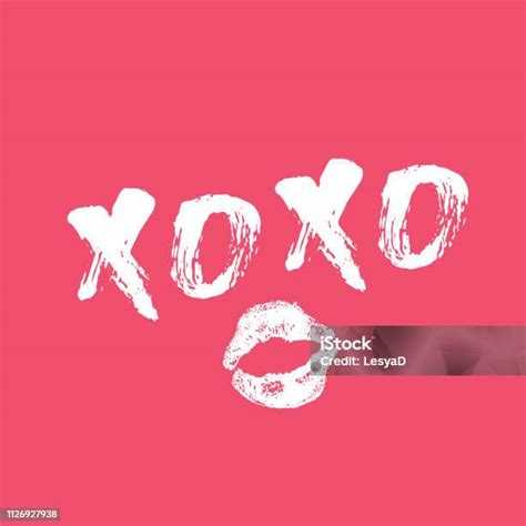 여 자가 브러쉬 레터링 서명 그런 지 붓글씨 포옹 및 키스 문구 인터넷 속어 약어가 여 자가 기호 벡터 일러스트 공휴일에 대한 스톡 벡터 아트 및 기타 이미지 Istock