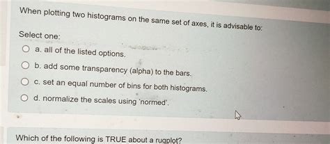 Solved When Plotting Two Histograms On The Same Set Of Axes