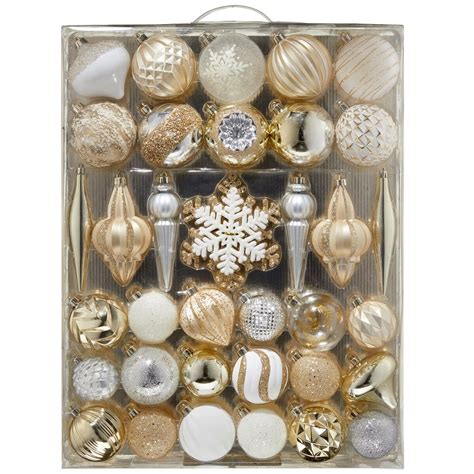 78 Piece Shatter Resistant Christmas Ornament Set In Gold