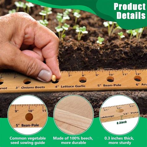Wooden Plant Ruler Wood Seed Spacing Ruler With Holes Portable Garden