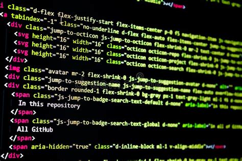 Source Code Screen Programming Code Writing Script Stock Image