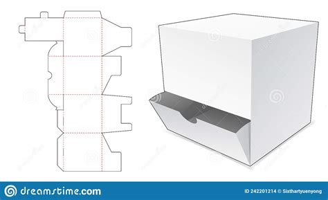 Square Candy Box And Flap Opening Die Cut Template Stock Vector