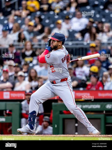 Washington Nationals Infielder Luis Garcia Jr Brad Lord Makes Contact With The Pitch Against