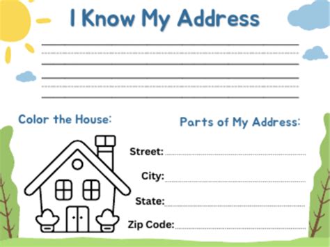 My Address Worksheet For Kindergarten Learn My Address Printable Teaching Resources