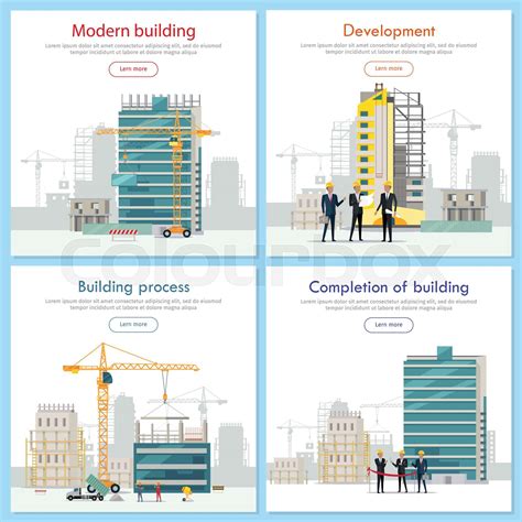 Modern Building Development Building Process Stock Vector Colourbox