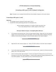 Lab 2 Connecting At OSI Layers 2 3 Network Config Docx IFT 259 Introduction To Internet