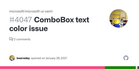 ComboBox Text Color Issue Issue Microsoft Microsoft Ui Xaml GitHub