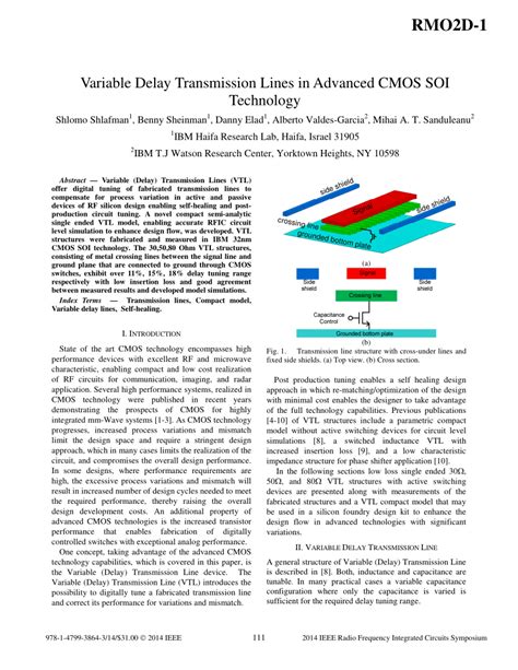 Pdf Variable Delay Transmission Lines In Advanced Cmos Soi Technology