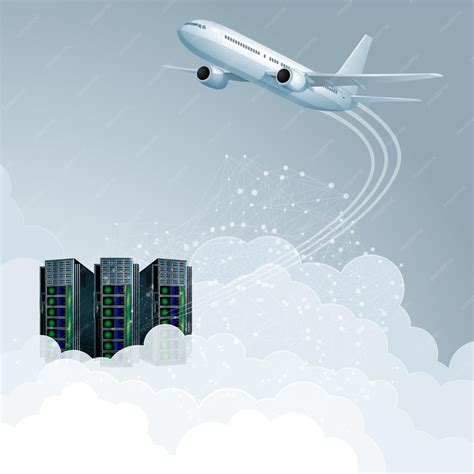 Premium Vector Cloud Computing Concept Design Aircraft And Supercomputers