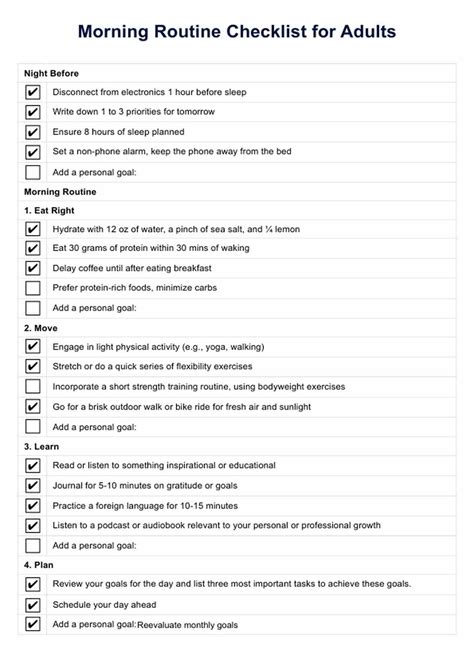 Morning Routine Checklist For Adults