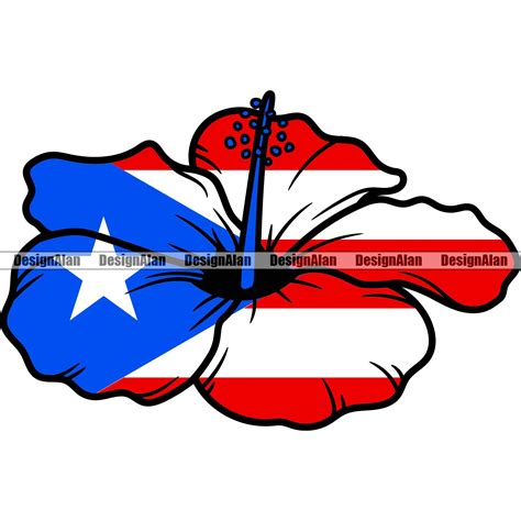 Puerto Rico Rican Flag Hibiscus Orchid Caribbean Island Flower Proud