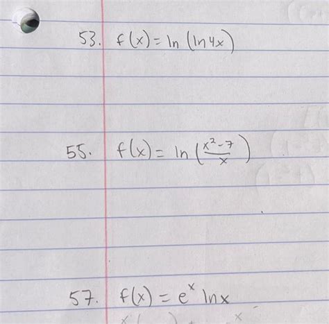 Solved F X Ln Ln4x F X Ln Xx2−7 F X Exlnx