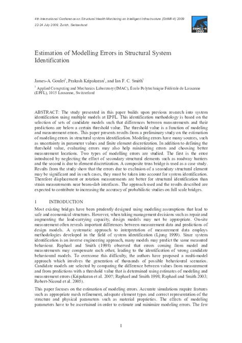 Pdf Estimation Of Modelling Errors In Structural System Identification