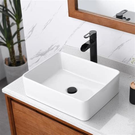 Luxier Rectangular 19 In Bathroom Ceramic Vessel Sink Art Basin In