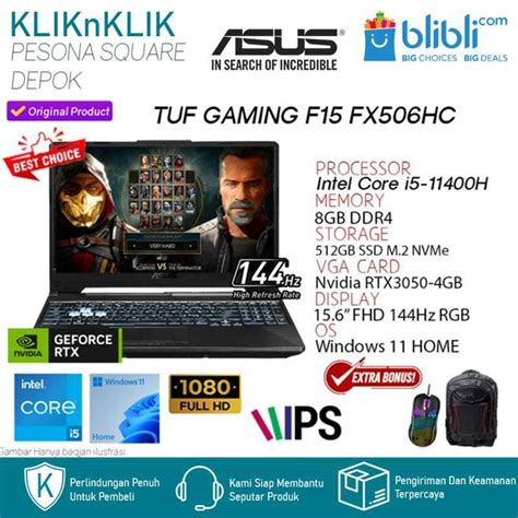Jual Laptop Gaming Asus Tuf F Fx Hc I H Gb Ssd Tb Rtx Fhd Ips Hz Win