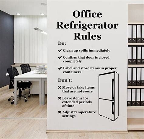 Office Refrigerator Rules Wall Decal Job Work Worker Quotes Vinyl