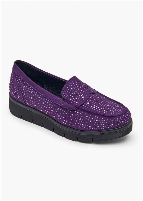 Shop Purple Wedge Bejewelled Loafer Comfortable Shoes Taking Shape Nz